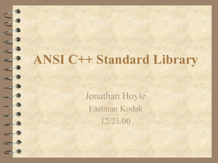 Jonathan Hoyle's Presentation