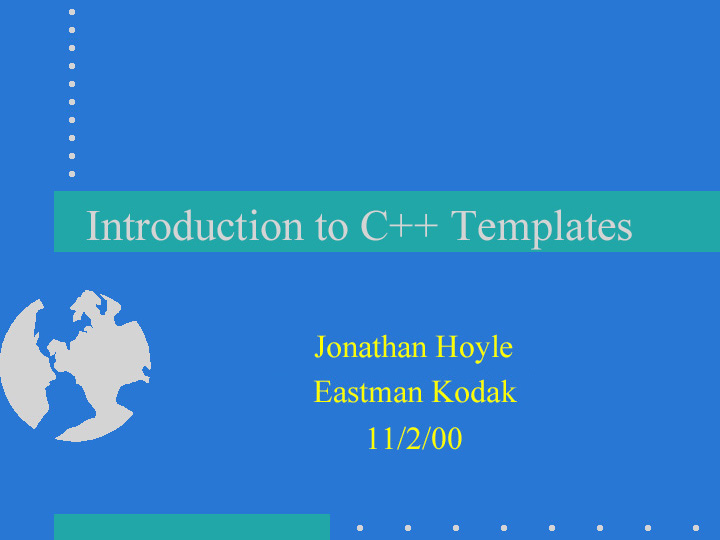 Jonathan Hoyle's Presentation